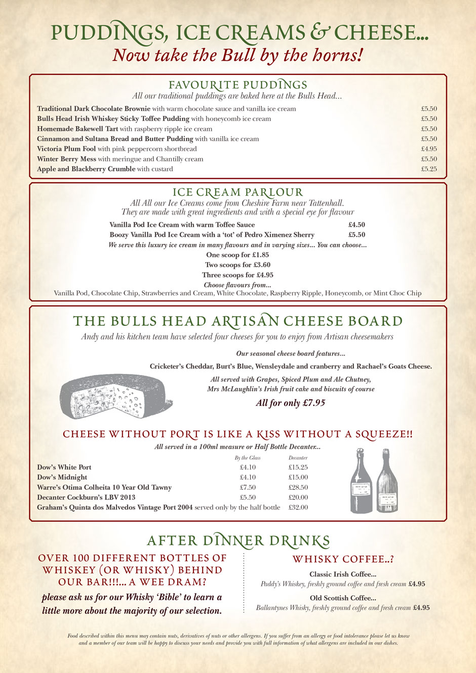 Monday-Saturday | The Bulls Head Pub Mobberley