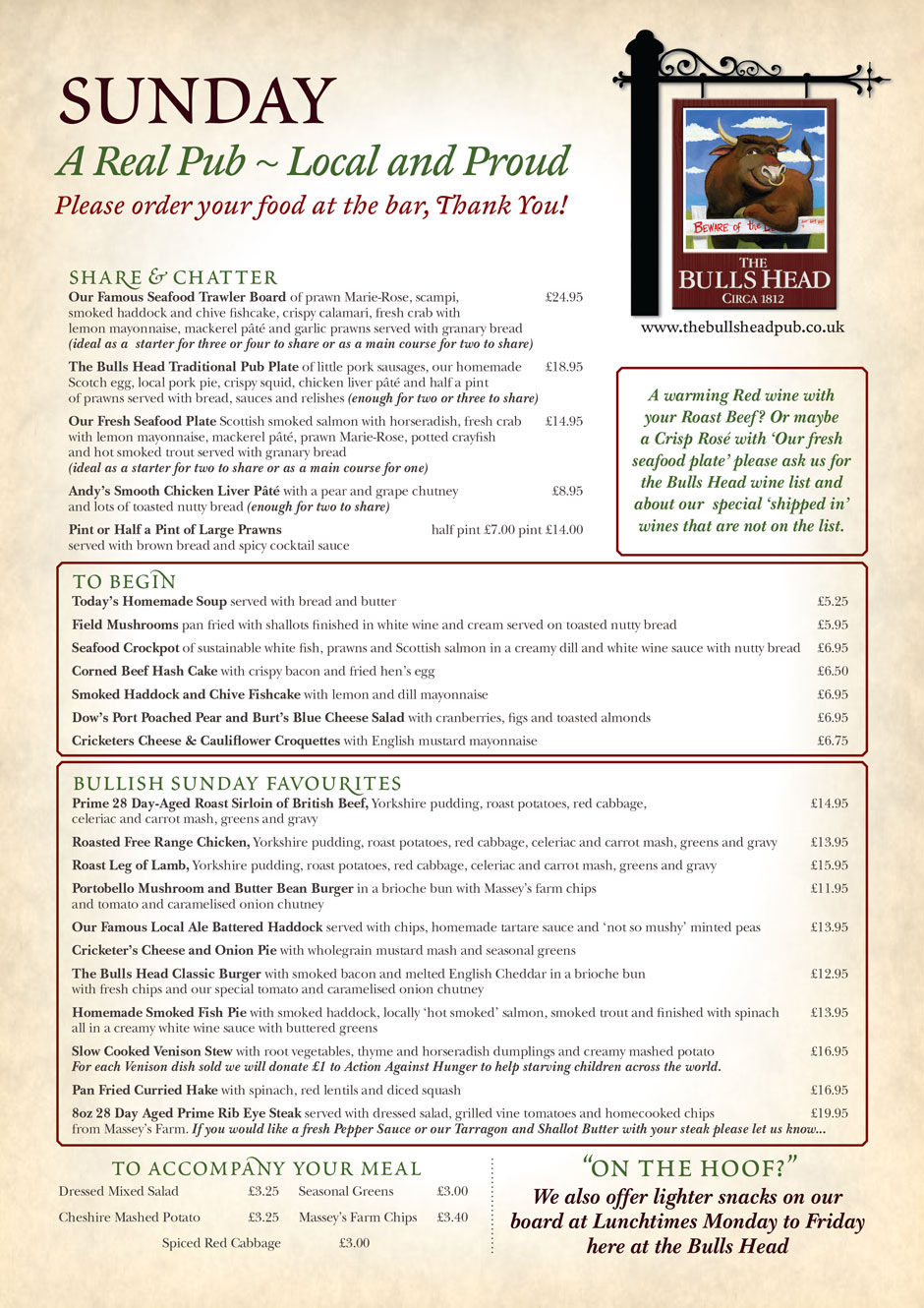 Sunday | The Bulls Head Pub Mobberley