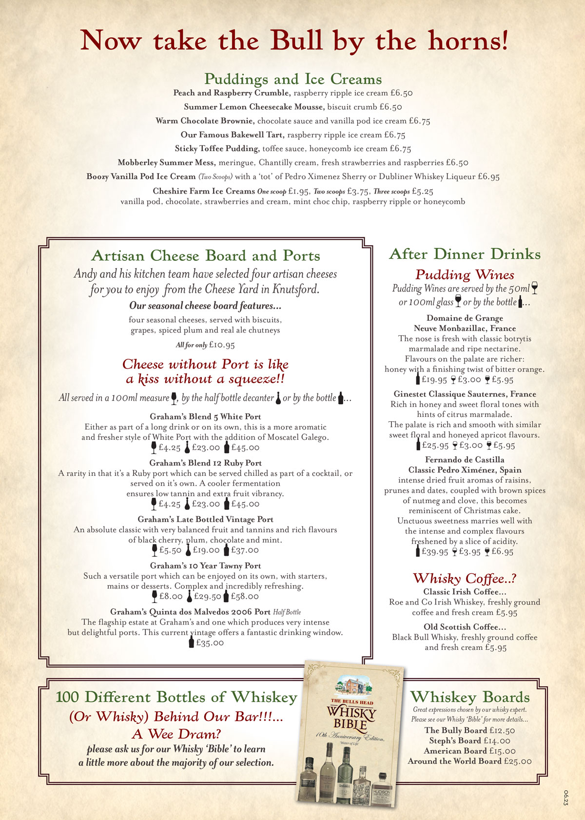 Sunday Menu | The Bulls Head Pub Mobberley