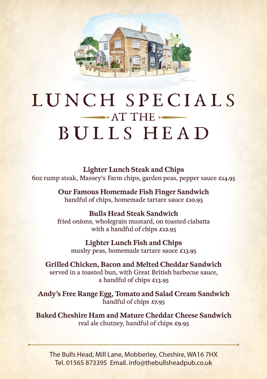 Lunch Specials | The Bulls Head Pub Mobberley
