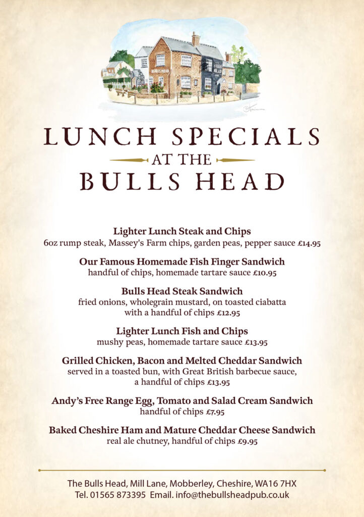 Lunch Specials | The Bulls Head Pub Mobberley
