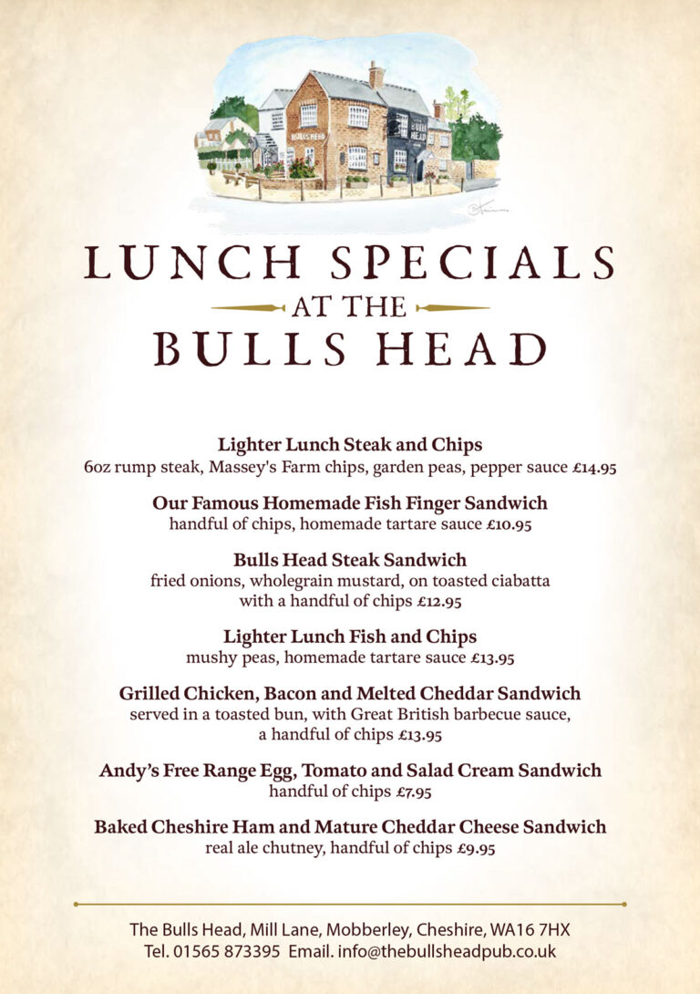 Lunch Specials | The Bulls Head Pub Mobberley